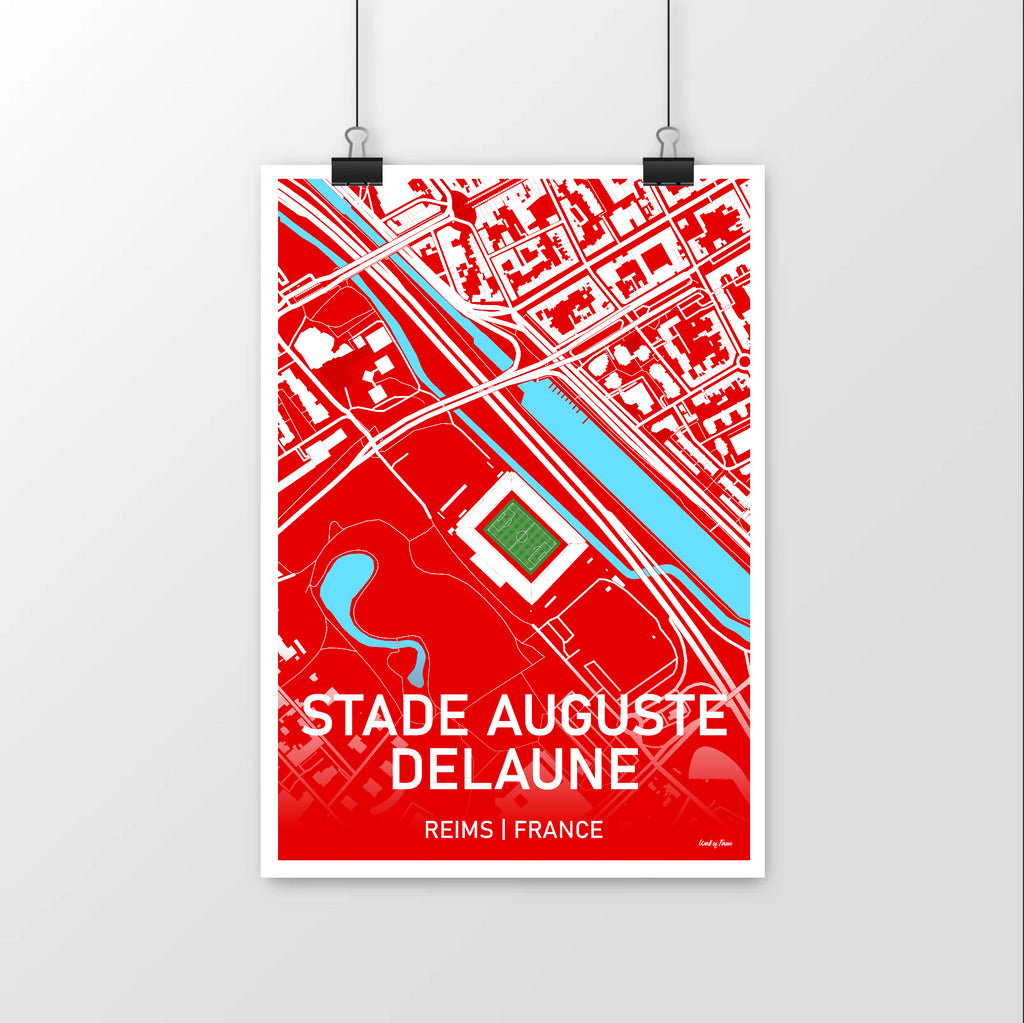 Affiche stade Reims football vue aérienne