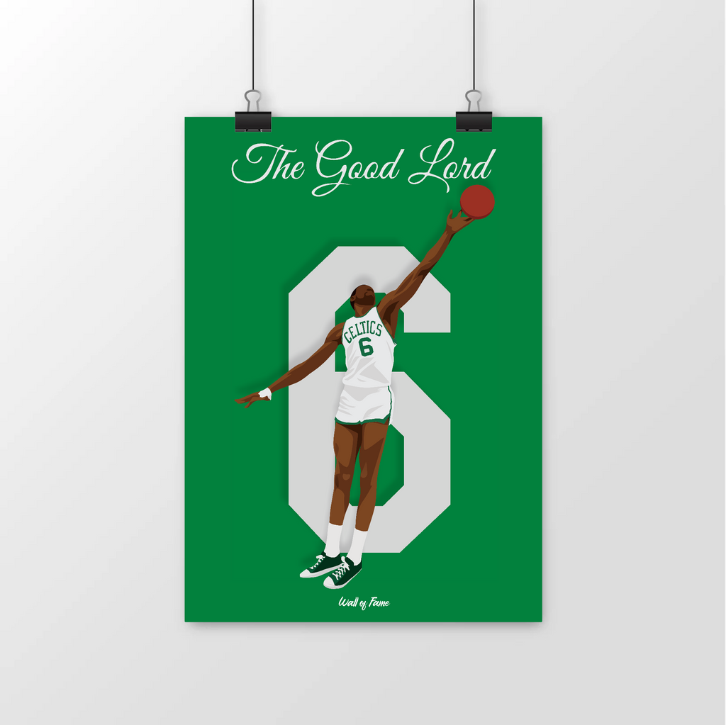 Poster Bill Russel - Affiche Basket fan Boston Celtics