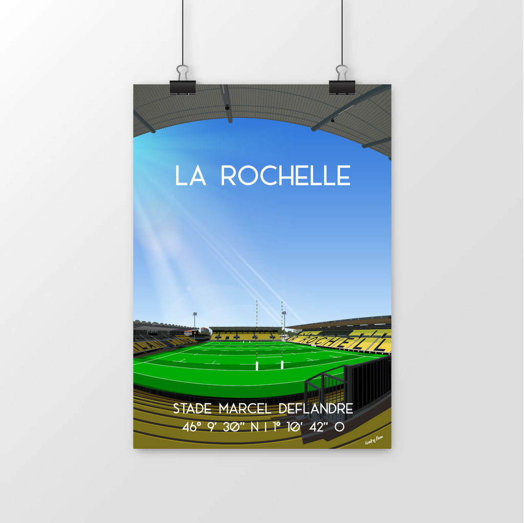 Affiche rugby La Rochelle - Poster Stade Marcel Deflandre