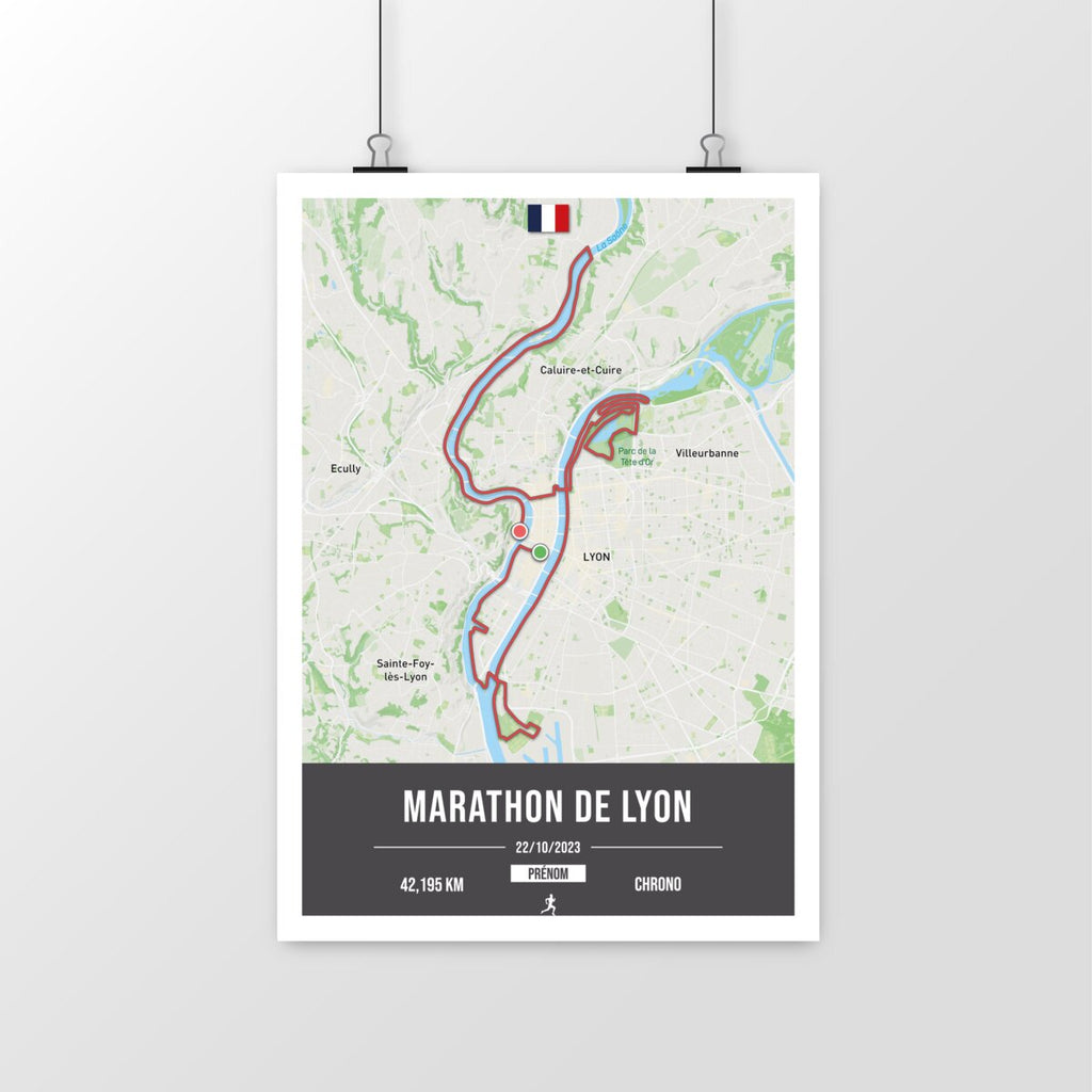 Affiche Marathon Lyon personnalisable - Run in Lyon